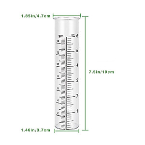 Litake 6" Capacity Glass Rain Gauge Replacement Tube for Yard Garden Outdoor, Overall Size 7.5in Depth x 1.46in Diameter and Weather-Resistant