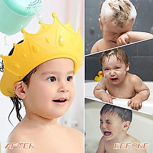 Baby Shower Cap, Bath Head Cap Visor for Washing Hair Girls Boys Protect Ears Eyes, Adjustable Shower Cap Kids(Yellow)