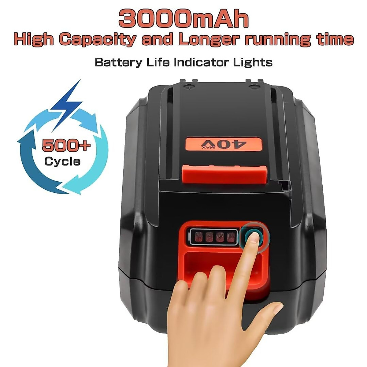 2Pack 40 Volt MAX 3.0Ah Lithium ion Replacement Battery Compatible with Black and Decker 40V Battery LBX2040 LBXR36 LBXR2036 LST540 LCS1240 LBX1540 LST136W 40V Cordless Power Tools Battery (Orange)