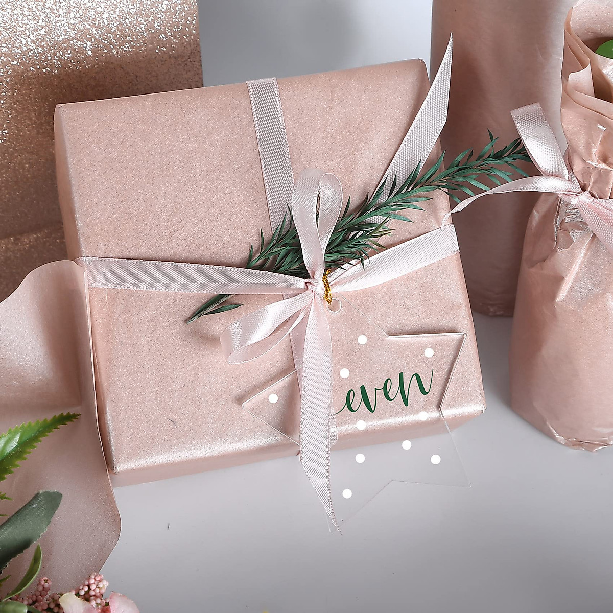 UNIQOOO 100 Sheets 20X14 Premium Metallic Rose Gold Champagne Gold Tissue Gift Wrap Paper Bulk Recyclable Gift Wrapping Accessory - Perfect for Small Gift Bags, Wedding, Party, DIY Craft