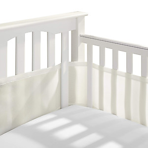 BreathableBaby Breathable Mesh Crib Liner – Classic Collection – Natural Ecru – Fits Full-Size Four-Sided Slatted and Solid Back Cribs – Anti-Bumper