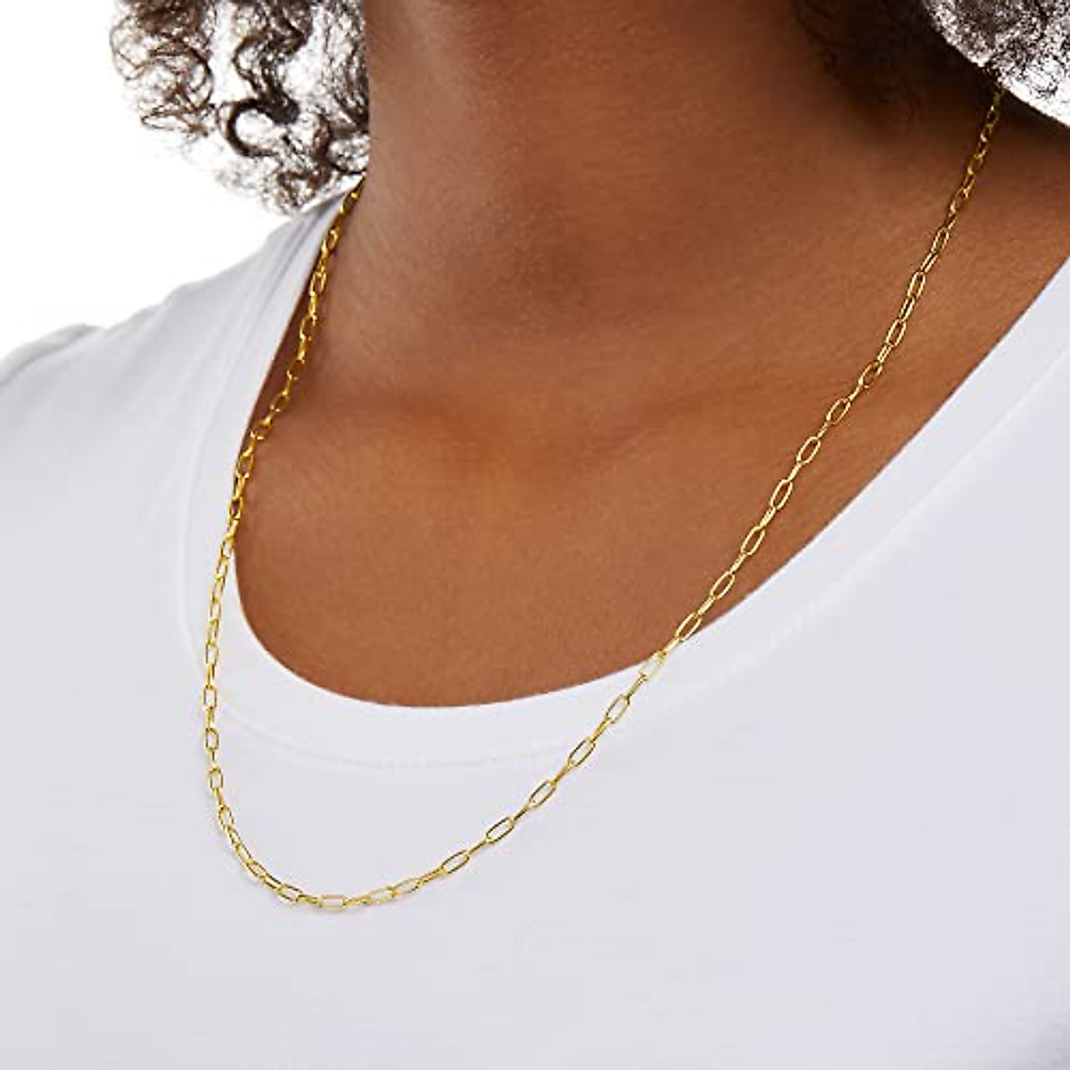 Amazon Essentials 14K Gold Plated Paperclip Chain Necklace 24" , Yellow Gold