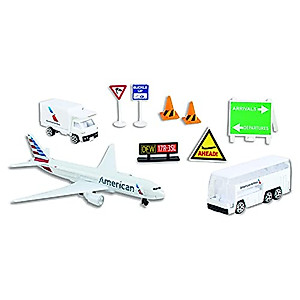 Daron American Airlines Airport Playset with Die-Cast Metal Model Airplane with Plastic Parts, Cars and Transportation Toys for Kids Ages 3+