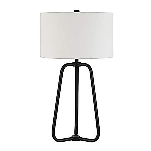Marduk 25.5" Tall Table Lamp with Fabric Shade in Blackened Bronze/White