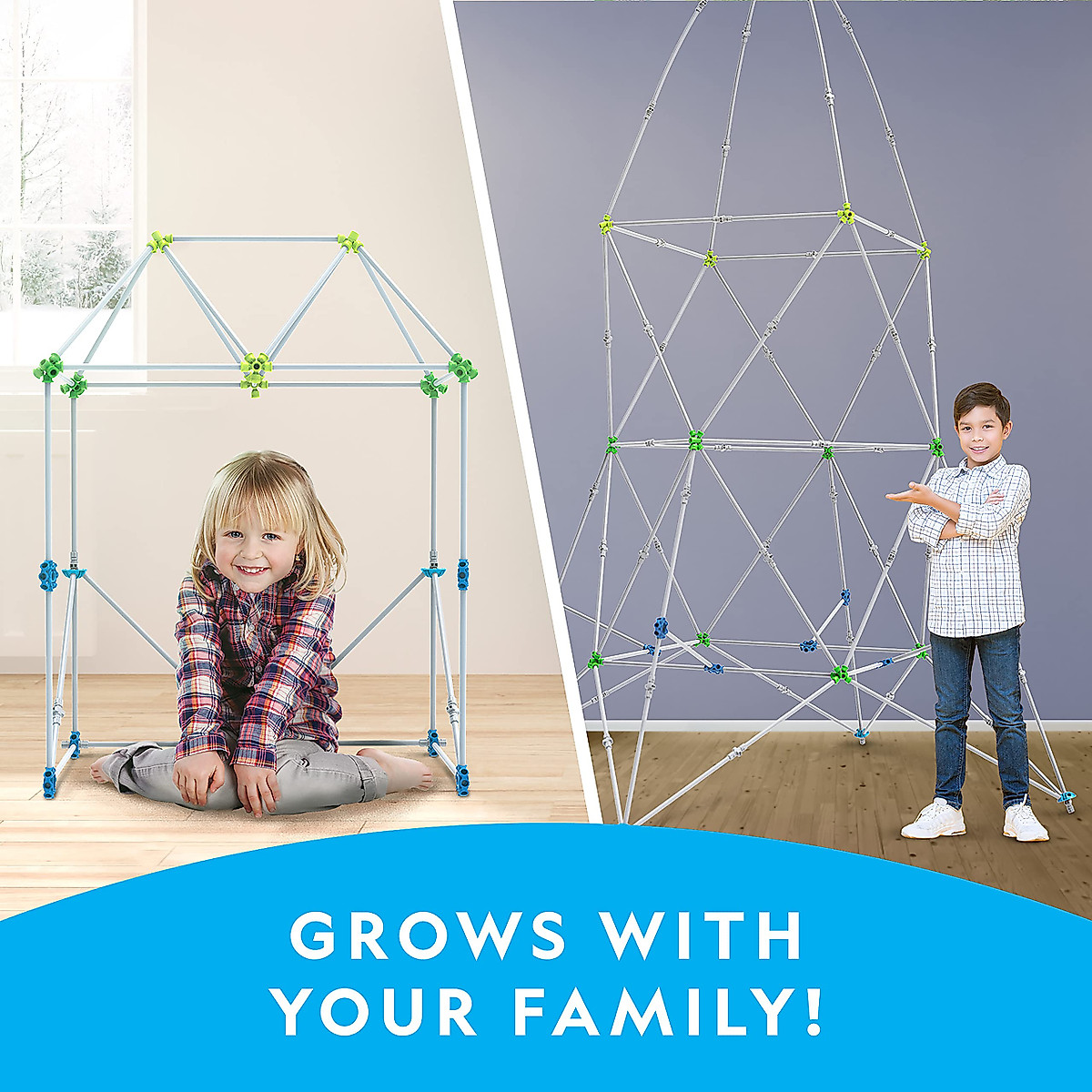 National Geographic Indoor Fort Building Kit - 225 Pieces for Creative Play, STEM Building Toys for Kids Ages 6-12, Blanket Fort (Amazon Exclusive)