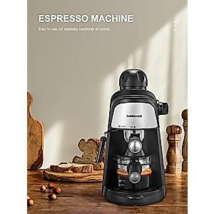 Ihomekee Espresso Machine, 3.5Bar Espresso and Cappuccino Machine with Preheating Function, 4 Cup Coffee Maker with Milk Frothing Function and Steam Wand (Black)