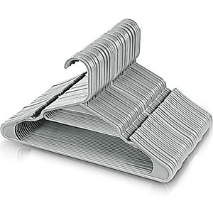 Utopia Home (Pack of 100) Plastic and Velvet Hangers- Non Slip and Heavy Duty Hangers - Space Saving - Notched Hangers – 360° Rotating Hook - Ideal for Hanging Shirts, Jackets & Hoodies