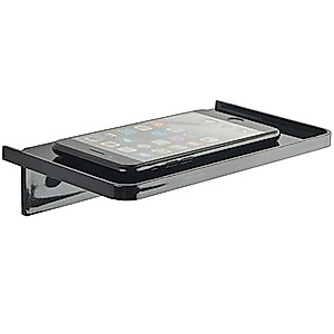 JDGOOMA Acrylic Floating Wall Shelves - Small Stick-on Wall Mounted Phone Shelf Holder Wipes Rack Smart Speaker Shelf for Bathroom,Kitchen,Toilet,Bedroom,Office - Black