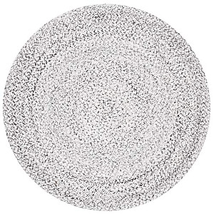 SAFAVIEH Braided Collection 3' Round Silver / Charcoal BRD800G Handmade Country Cottage Reversible Area Rug