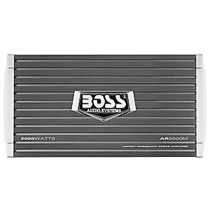 BOSS Audio Systems AR2000M Monoblock Car Amplifier - 2000 Watts, 2-4 Ohm Stable, Class A-B, Mosfet Power Supply, Gray