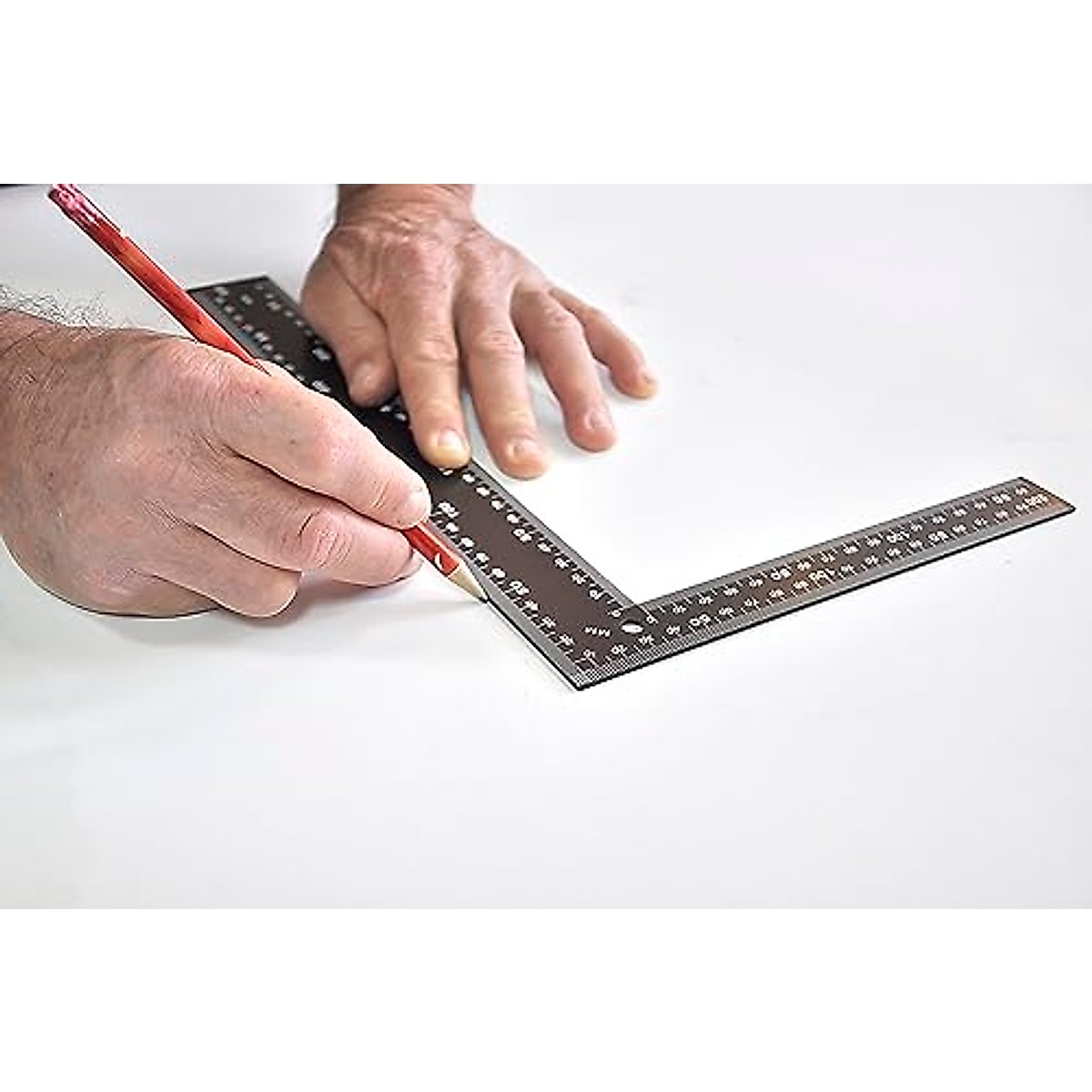 Kapro - 305 Carpenter and Framing Square - with 1/16” Increments - Features Conversion and Rafter Tables - Anodized Steel Blade - 8 X 12 Inch