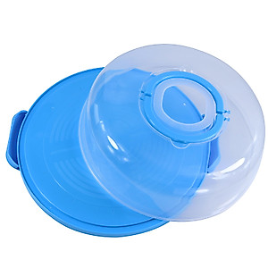 DIIRPPR 12" Portable Pie Carrier with Lid and Cupcake Muffin Tart Cookie Keeper Food, for Wedding Party Baby Shower Party Christmas,Suitable for 10 in x 4 1/2 in cake(Blue)