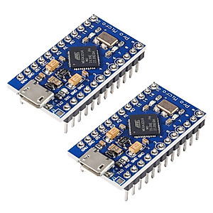 Diitao 2PACK Pro Micro 5V 16MHz Atmega32U4 Bootloadered IDE Micro USB Pro Micro Development Board Microcontroller Pro Micro Serial Connection with 2-Row Pins Header