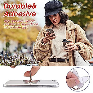 Cobee Butterfly Cell Phone Ring Stand Holder, 2 Pcs Cute Butterfly Pattern Painted Metal Finger Stand Kickstand 360°Rotation Phone Ring Holder Stand Ring Hand Grip with Knob Loop(Yellow, Orange)