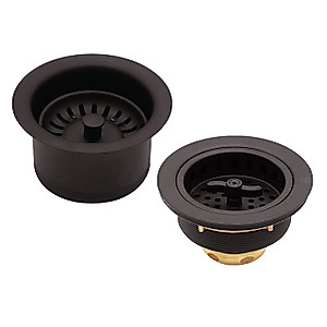 Westbrass CO2195S-12 Combo Pack 3-1/2" Wing Nut Twist Style Large Basket Extra-Deep Collar Kitchen Sink Waste Disposal Flange with Strainer Stopper, Oil Rubbed Bronze
