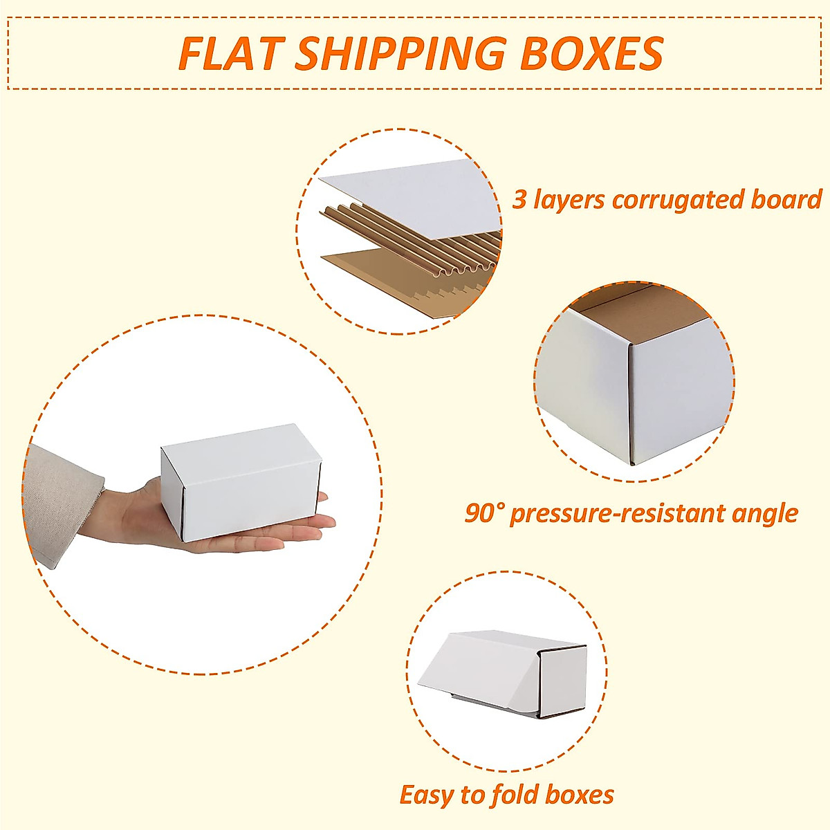 HORLIMER Shipping Boxes Set of 50, Small Corrugated Cardboard Box Literature Mailer, (White, 4.6" x 2.2" x 2.2")