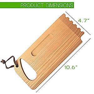 Mr.Art Wood BBQ and Grill Wooden Scraper Tool, Size 10.6” x 4.7” – Made in Europe, Barbeque Cleaner with Grooved and Flat Edge – 100% Natural One-Piece Ash Wood
