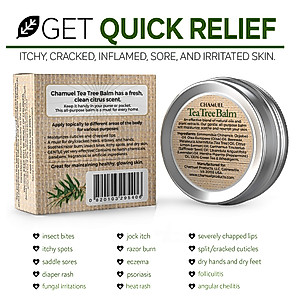 Chamuel Tea Tree Oil Balm -100% All Natural | Great Cream for Soothing Irritations like Rashes, Insect Bites, Folliculitis, Acne, Itches, Dry Heels, Cuticles, Saddle Sores and more!