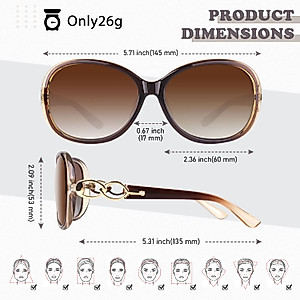 Sunier Sunglasses Womens Polarized Trendy Oversized Sun Glasses Fashion Ladies Shades 100% UV400 Protection Retro Designer Eyewear S85