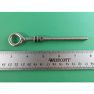 US STAINLESS 2 Pieces Stainless Steel 316 M6 Eye Bolt 6mm x 100mm Marine Grade Pitch of 1