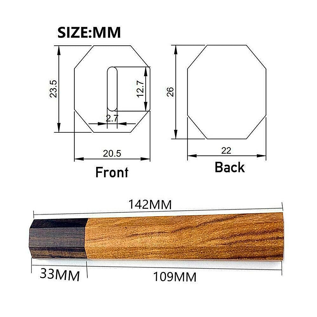 1PC Japanese-style Kitchen Knife Handle Octagonal Handles Safflower Knives Material