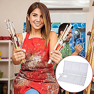 Watercolor Palette Folding Paint Tray Plastic Painting Pallet with 33 Compartments, Thumbhole and Brush Holders, White