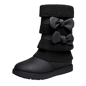 DREAM PAIRS Big Kid Klove Black Faux Fur Lined Mid Calf Winter Snow Boots Size 4 M US Big Kid