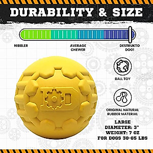 SodaPup Industrial Dog Gear Ball – Durable Ball Toy, Chew Toy, & Treat Dispenser Made in USA from Non-Toxic, Pet-Safe, Food Safe Natural Rubber Material for Bonding, Mental & Physical Exercise, & More