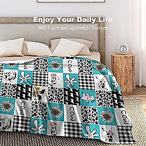 ZCBEQ Cow Print Blanket Cute Warm Fuzzy Throw Blanket Flannel Fleece Blankets Kids Adults for Bedding Sofa Travel Decor 50"x40"