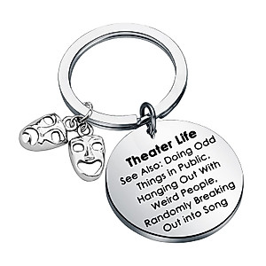 WSNANG Drama Theater Gifts Theatre Life Keychain Comedy Tragedy Mask Jewelry Broadway Musical Jewelry Drama Teacher Gift (Theater Life KC)