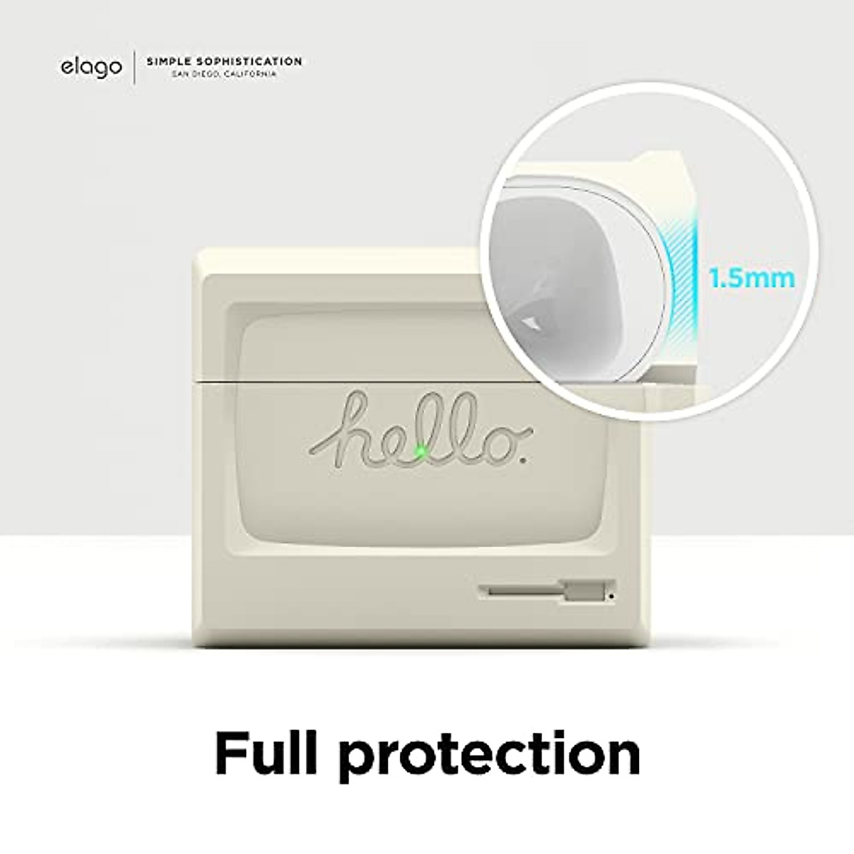 elago AW3 Case Compatible with AirPods 3rd Generation Case Cover 2021 - Classic Monitor Design, Shock-Absorbing Protection, Wireless Charging [US Patent Registered] - Classic White