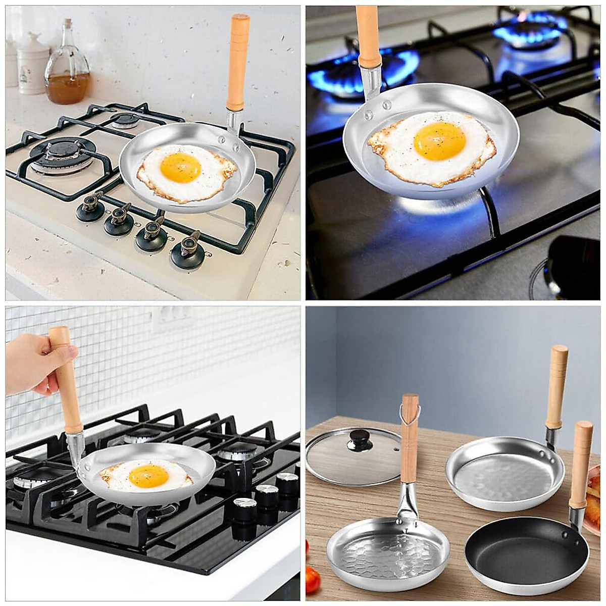 Angoily Tamagoyaki Pan Nonstick Egg Frying Pan Japanese Oyakodon Pan Tamagoyaki Egg Pastry Pan Mini Metal Skillet Omelette Pan with Wood Handle for Home Kitchen 17CM Japanese Egg Pan