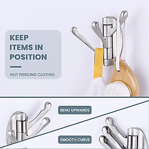 Suyar Brushed Nickel Bathroom Towel Hook, Solid Metal Robe Holder 3 Swivel Foldable Arms, Flexible Rotating Towel Hook for Hanging Coat Clothes, Wall Mounted