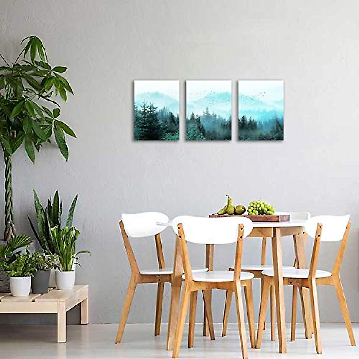 Mofutinpo Canvas Wall Art Fresh Fog Forest Modern Nature Wall Decor for Bedroom Bathroom Living Room Stretched and Framed Ready to Hang 12x16 Each Panel