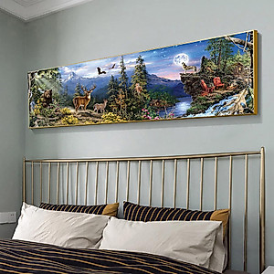 YALKIN 5D Diamond Painting Kits for Adults (35.4x11.8inch) DIY Large Forest Full Round Drill Cross Stitch Embroidery Pictures Arts Paint by Number Kits Diamond Painting Kits for Home Wall Decor