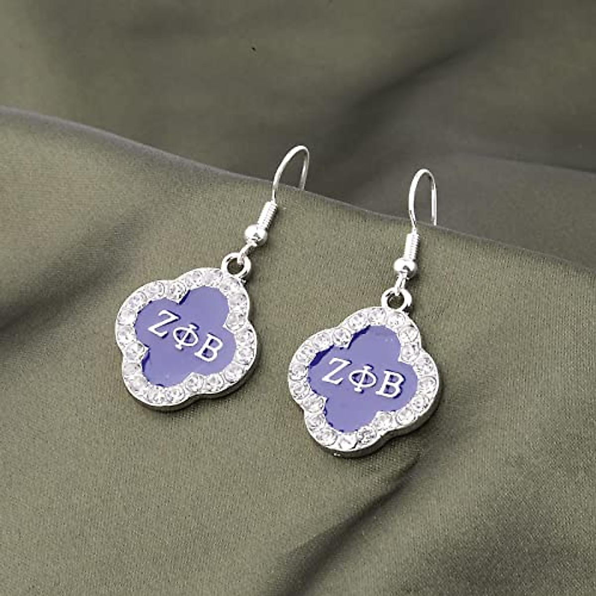 BAUNA Sorority Jewelry Rhinestone Earring Beaded Bracelet Zeta Greek Gift Women Necklace (Rhinestone Earring)