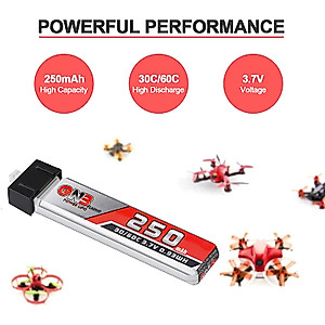 4pcs 250mAh 1S LiPo Battery 3.7V 30C Blade Inductrix Battery Micro JST 1.25 Connector for Kingkong Tiny 6 Tiny Whoop FPV Racing Drone