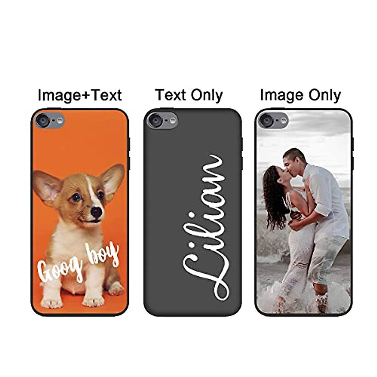 Personalized iPod Case for iPod Touch 5/6/7, Custom Photo iPod Cases Customized Gift for Birthday Xmas Valentines Friends Her Him, Protective iPod Touch 5/6/7 Black Case