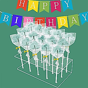 Faitoger 2 PCS Acrylic Lollipop Stand Display Holder 100PCS Lollipop Sticks 100PCS Clear Treats Bags and 100PCS Gold Metallic Twist Ties for Candy Cake Pop Making Tools