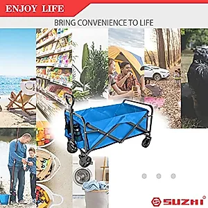 SUZHI Small Wagons Carts with Wheels Foldable, Collapsible Camping Wagon Cart On Wheels Outdoor Lounge Wagon, Fishing Wagon, Pet Wagon for Apartment Grocery