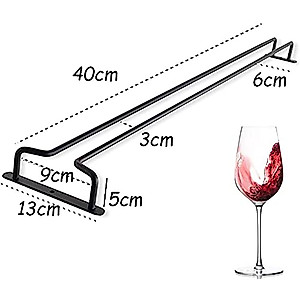 2 Pcs Household Wine Glass Rack, Wine Cabinet Goblet Rack, Wine Glass Rack, Wine Rack Hanging Rack 17 Inch, Black