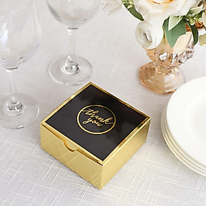 Efavormart 25 Pack Black Gold Thank You Print Paper Gift Boxes, Cardstock Party Shower Candy Favor Boxes - 4"x4"x2"