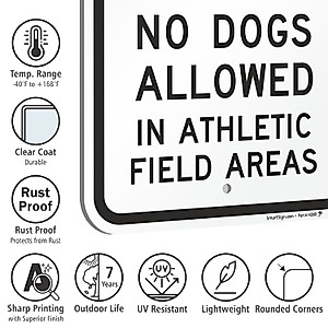 SmartSign No Dogs Allowed in Athletic Field Areas Sign - 2 Pack, 18 x 12 inch, 2mm Thick Aluminum Composite, Red/Black on White, Made in USA