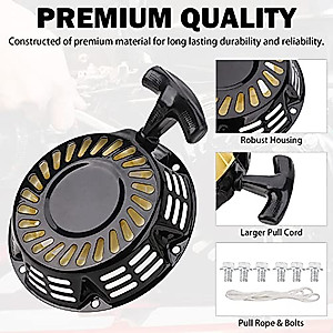 Predator 212 Pull Start Assembly, Replacement Predator 212cc Recoil Starter 5.5HP 6.5HP 7HP Coleman CT200U BT200X Trail CT200U-EX TrailMaster MB200 Go Kart Champion 196cc Generator Pull Starter Kit