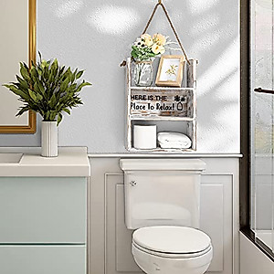 Luxspire Bathroom Shelves Wall Hanging Shelf, 3 Tier Rustic Wooden Floating Shelf Storager for Bedroom Living Room Bathroom Decor,Plant Towel Toilet Paper Shelves Over Toilet Organiser Rack, Relax