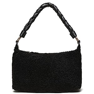 Like Dreams Women Soft Sherpa Top Handle Vegan Leather Winter Fashion Handbag Purse (Grey)