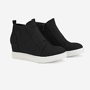DREAM PAIRS Womens Platform Wedge Sneakers Ankle Booties Black Size 7 M Us Wedge-Snkr-1