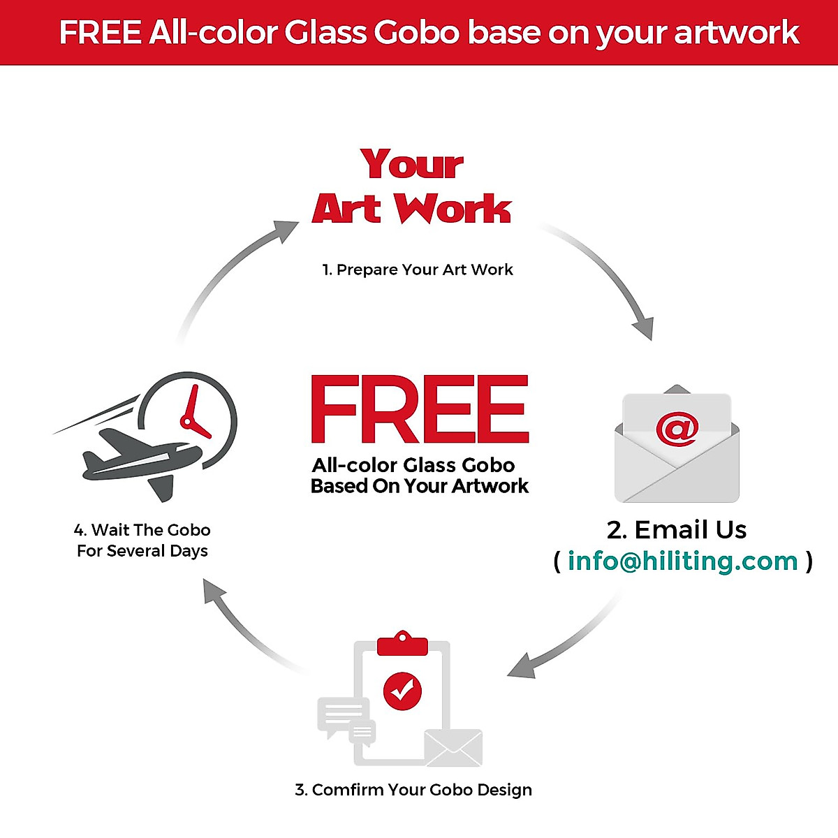 HILITING 30W LED GOBO Projector - 2400 Lumens Rotating Logo Projector - IP65 Waterproof with Remote - Including Free Custom Glass GOBO - Personalized Logo for Company Bar Wedding Advertising (Black)