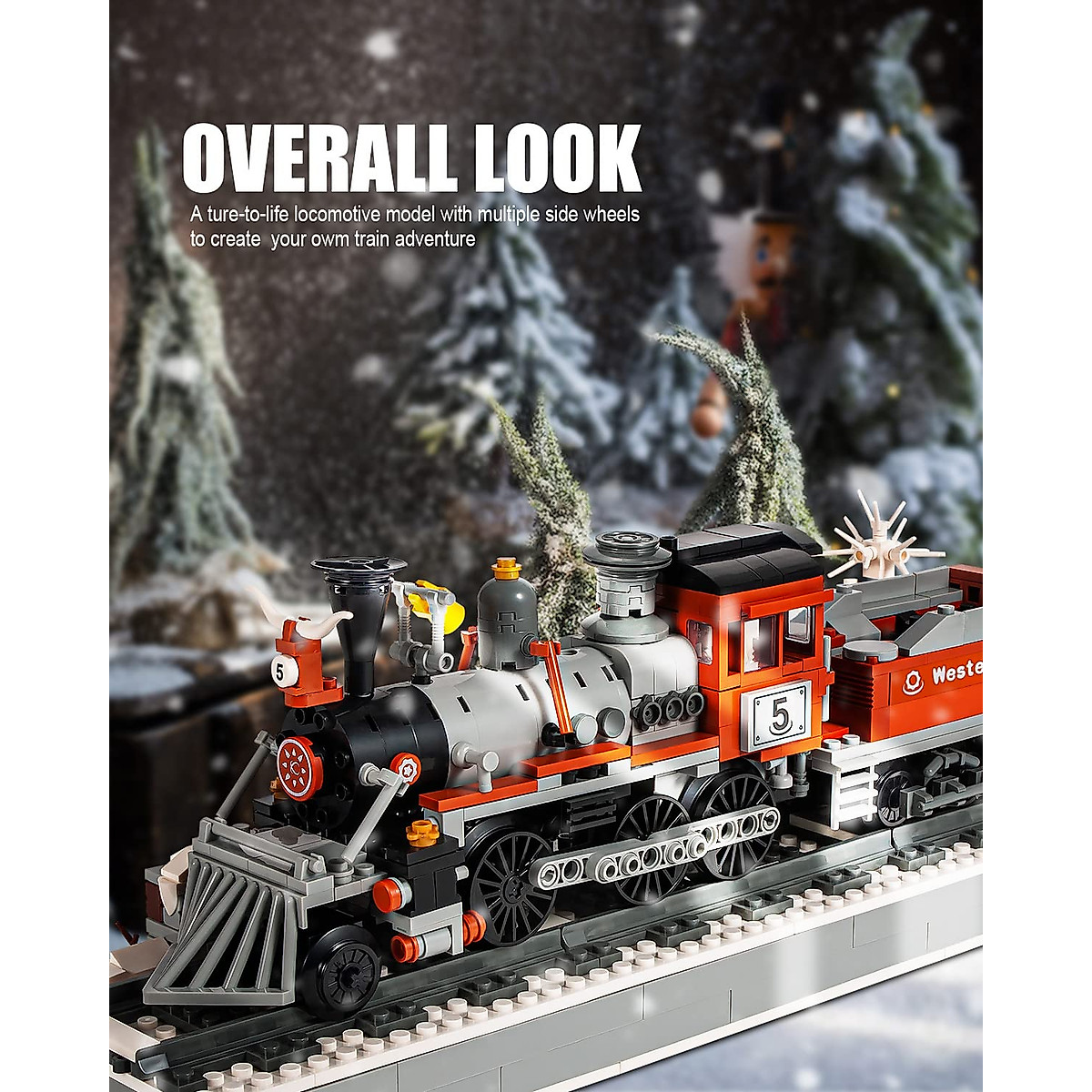 dOvOb Christmas Steam Train Building Kit with Train Track, Collectible Steam Locomotive Display Toys Set for Kids and Adult (853 PCS)
