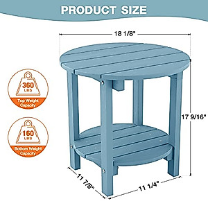 YEFU Adirondack Side Table, Double Outdoor Side Table, Poly Lumber end Table, Weather Resistant for Indoor, Patio, Pool, Porch, Backyard-Blue
